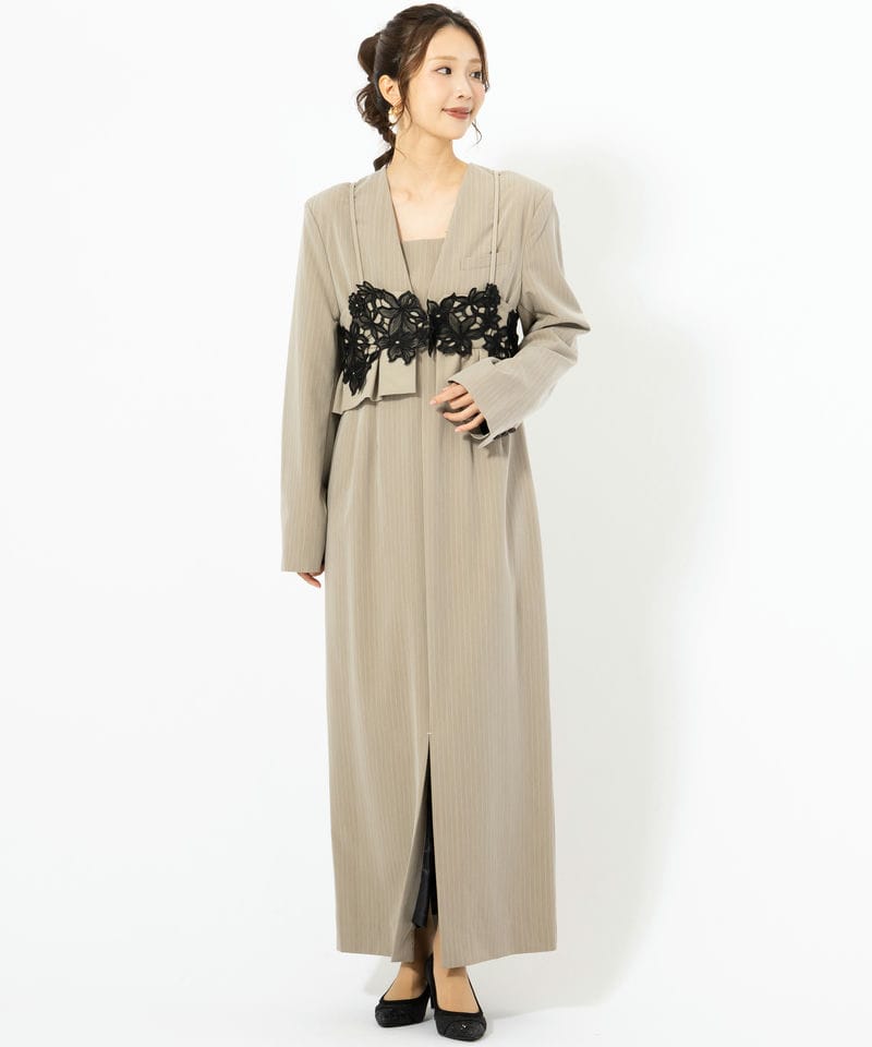 ドレス/ベージュ系/L/40代/半袖のレンタルアイテム | 結婚式パーティーのレンタルドレス・アイテムはCariru