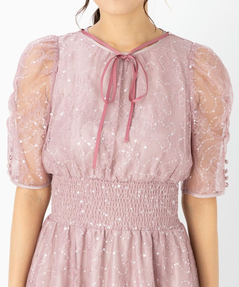 JILL STUART ジルスチュアート スパンコール付きレースドレス ピンク系 | 結婚式パーティーのレンタルドレス・アイテムはCariru